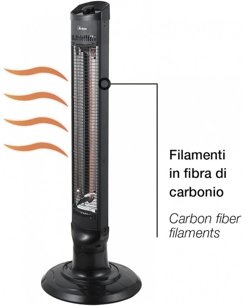 STUFA OSCILLANTE A CARBONIO ARDES CAIO 1000W ORIENTABILE CON BASE 2 ...